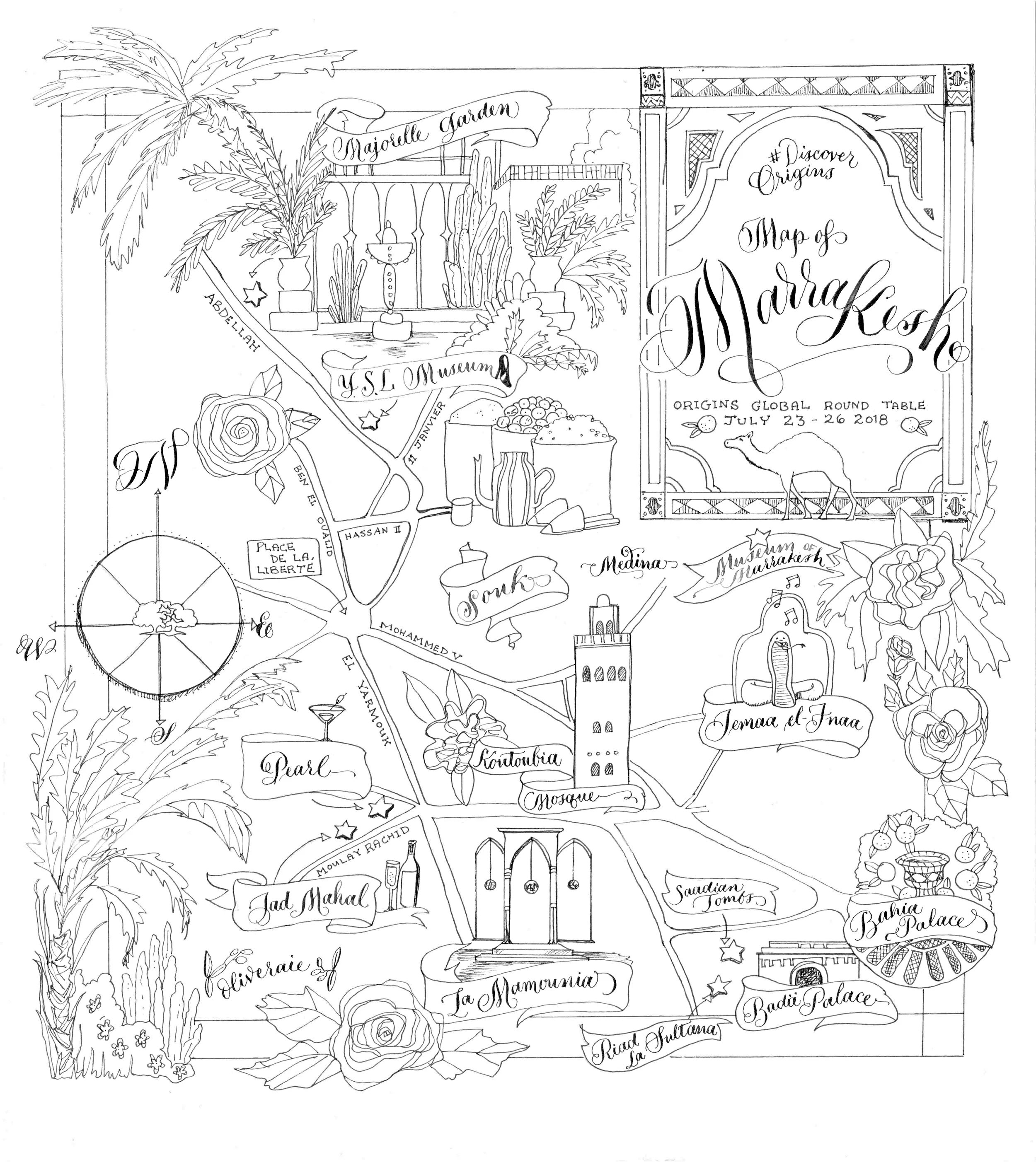 Marrakesh Map for Origins — LAURA LAVENDER CALLIGRAPHY & ILLUSTRATION ...
