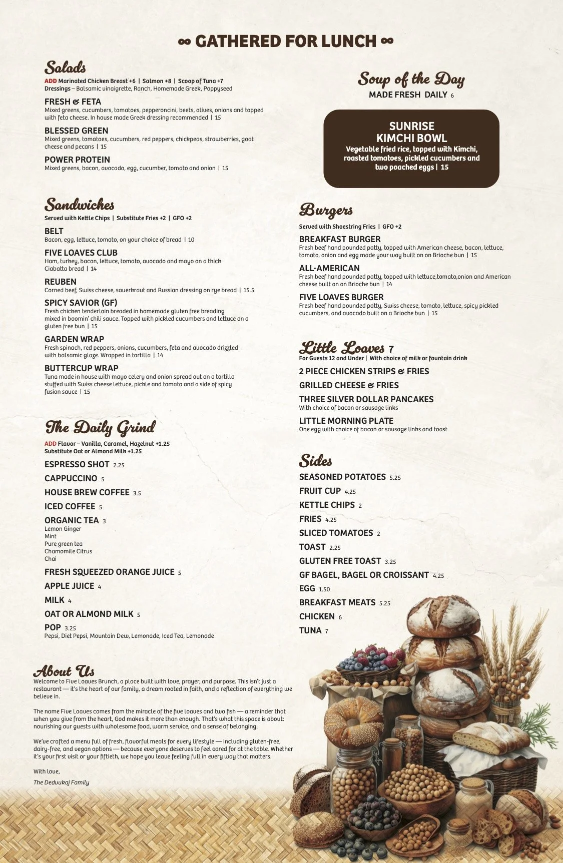 Menu 1 — FIVE LOAVES