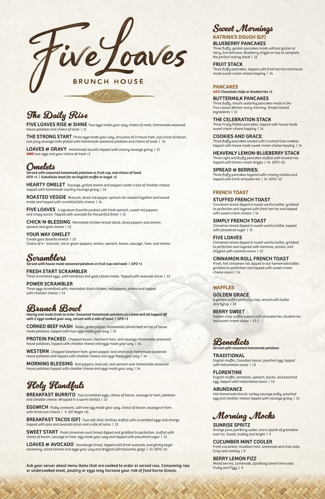 Menu 1 — FIVE LOAVES