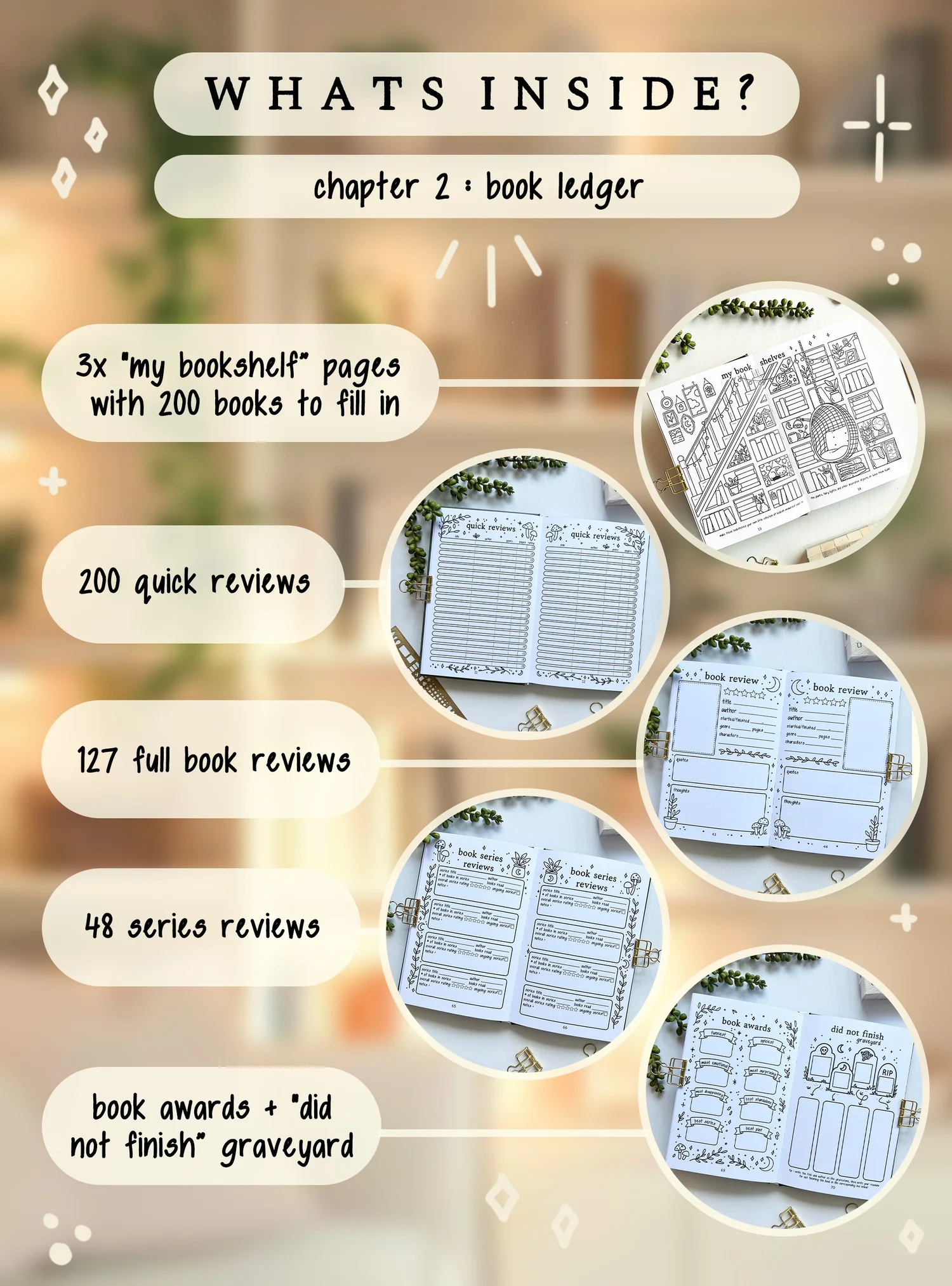 A hardcover reading journal to track books, set goals, log reviews, and ...