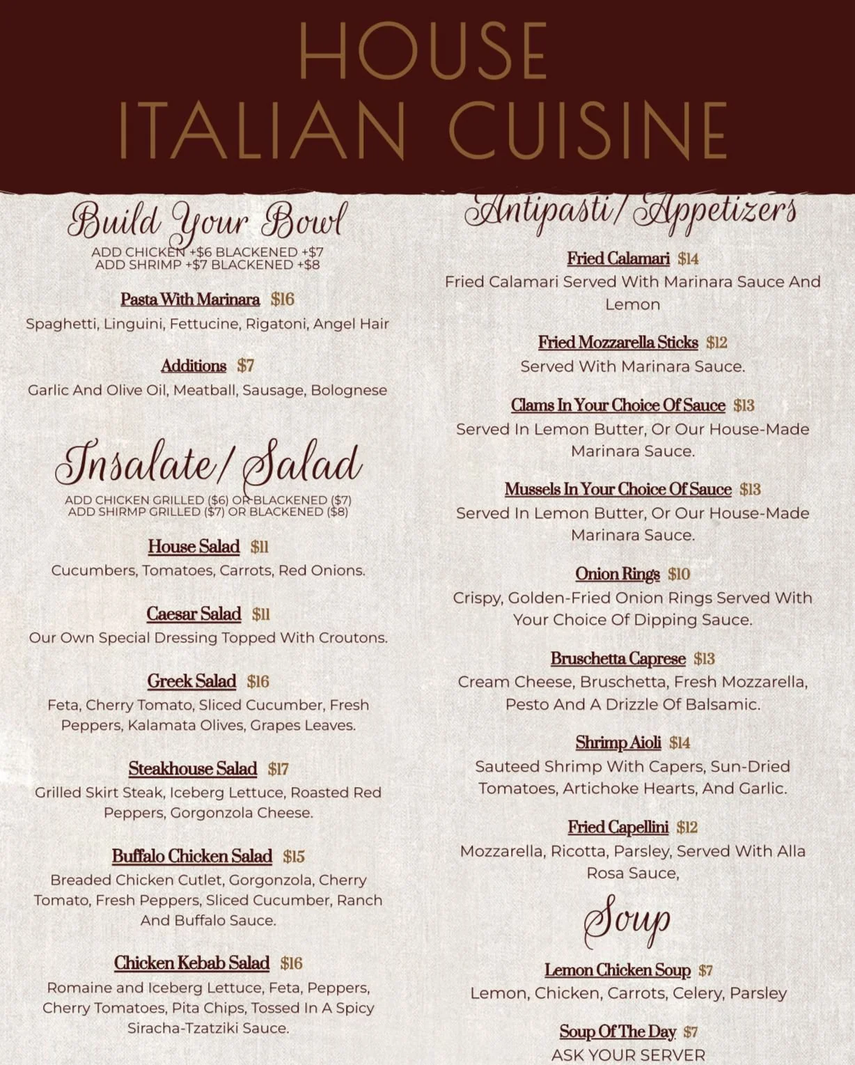 House Italian Cuisine