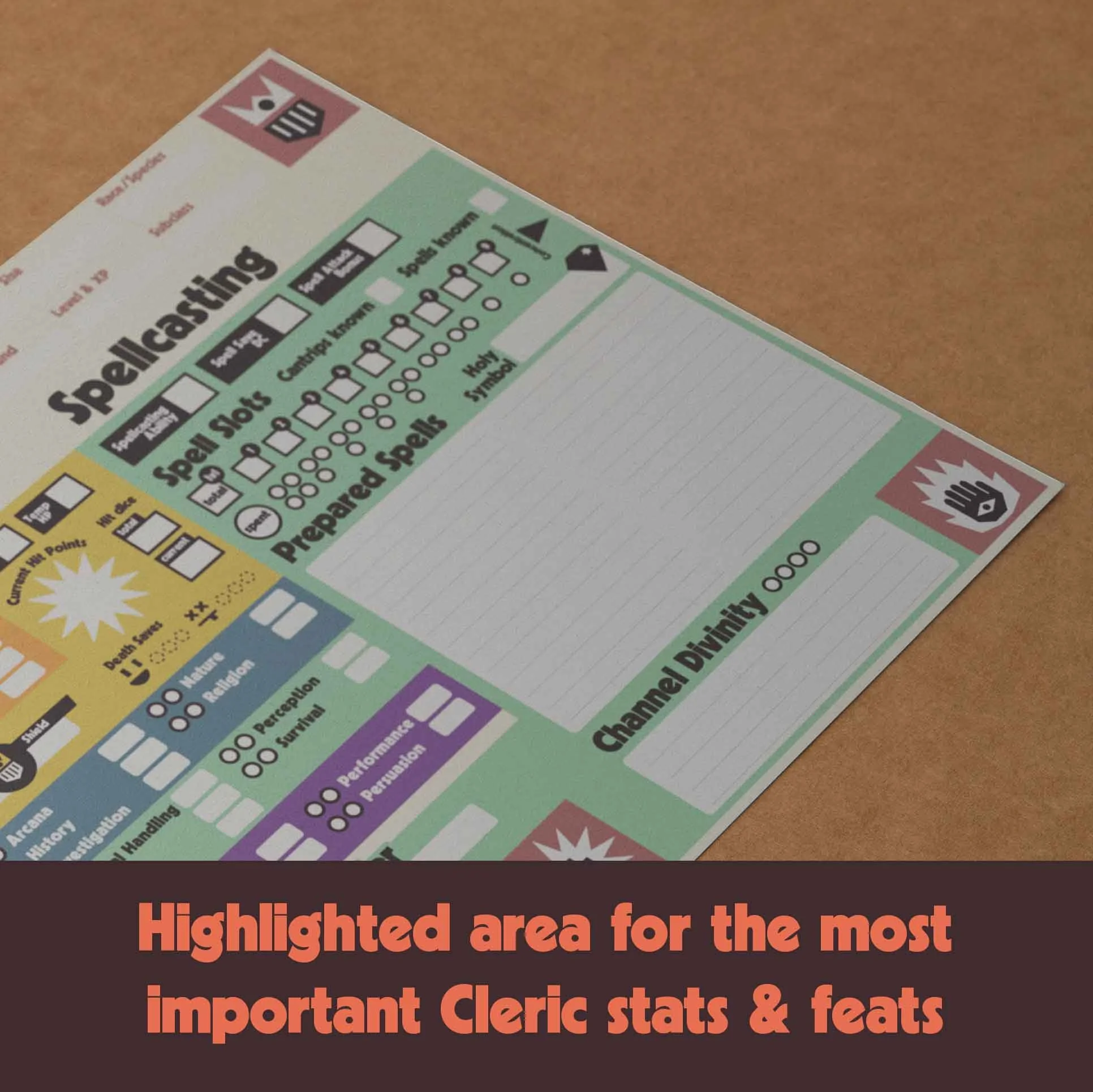 DnD Character Sheet Cleric Class - Innovative Retro Design - Class ...