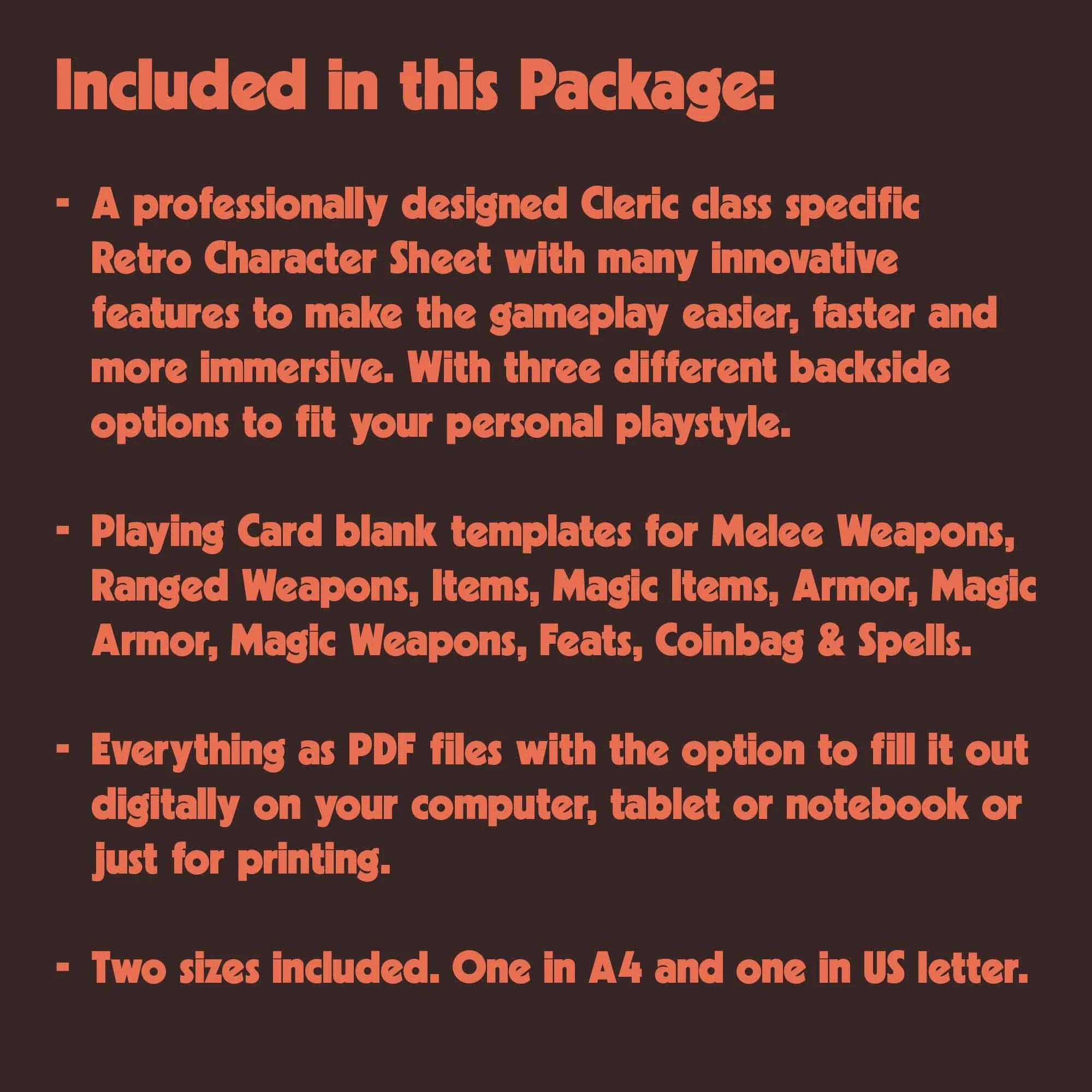 DnD Character Sheet Cleric Class - Innovative Retro Design - Class ...