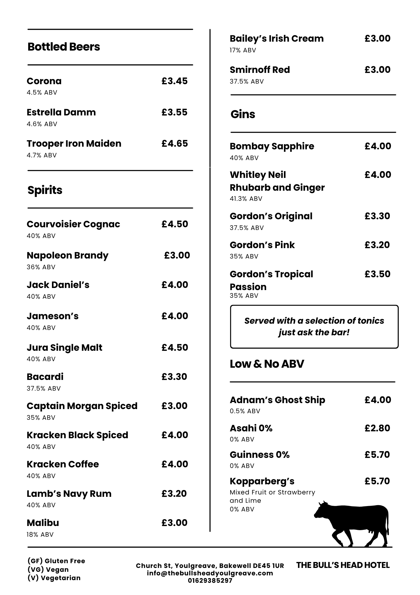 Menu 1 — The Bulls Head Hotel