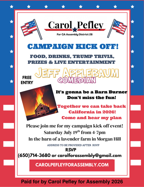 Campaign Kick Off — Carol Pefley for California State Assembly District 28