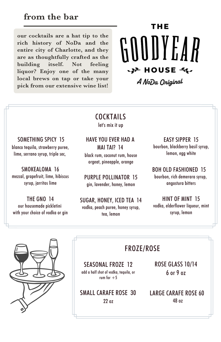 Menus — THE GOODYEAR HOUSE