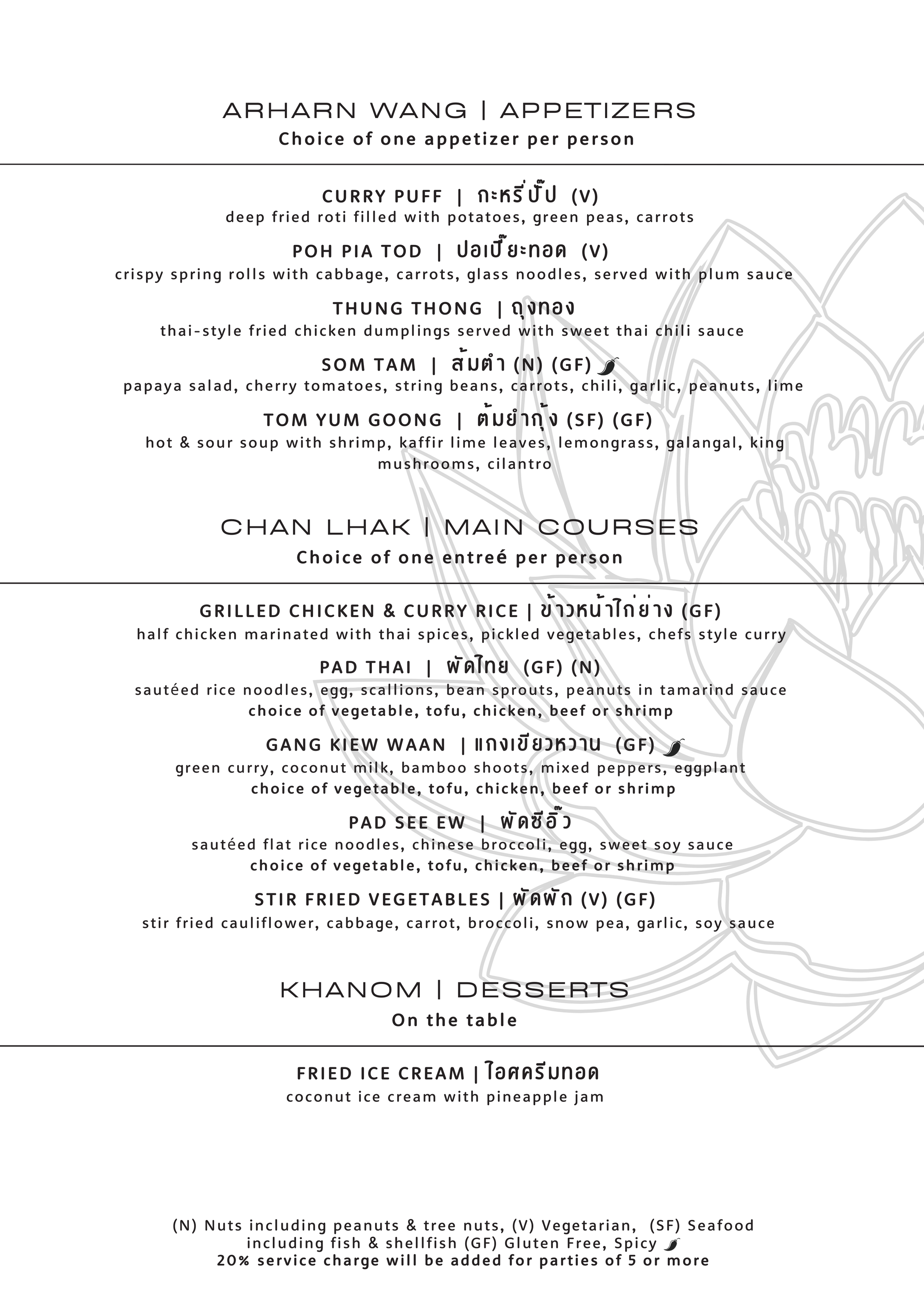 Prix Fixe Thai Menu | Group Dining & Private Events | Sabai Thai NYC ...