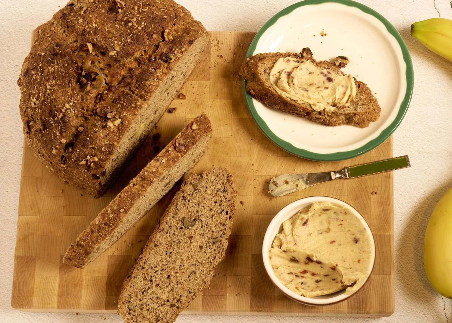 Banana Walnut Soda Bread with Date Butter — Homemade Cooking