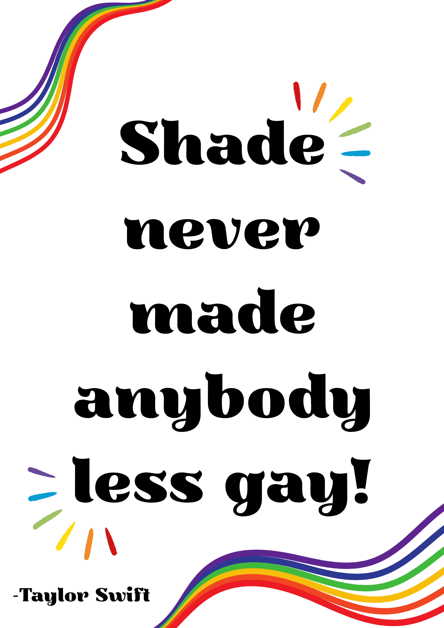 A4 Print with a Taylor Swift lyrics reading 'Shade never made anybody ...