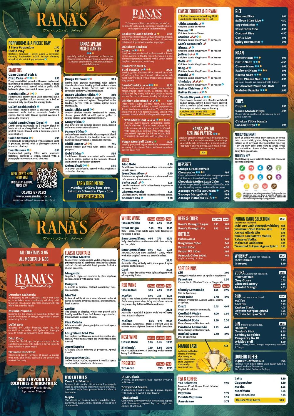 Food & Drink Menu — RANA'S Indian Grill House