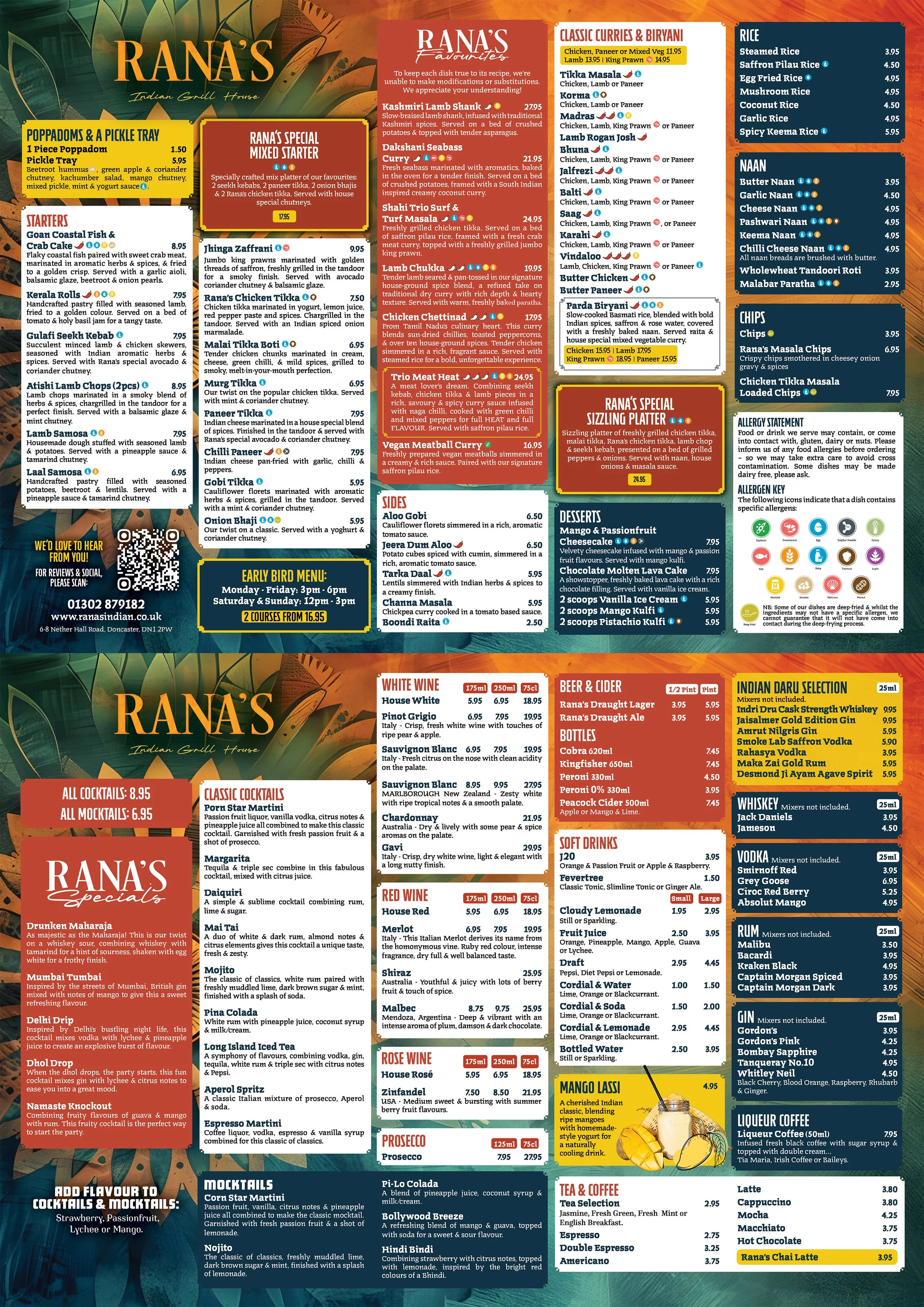 Food & Drink Menu — RANA'S Indian Grill House