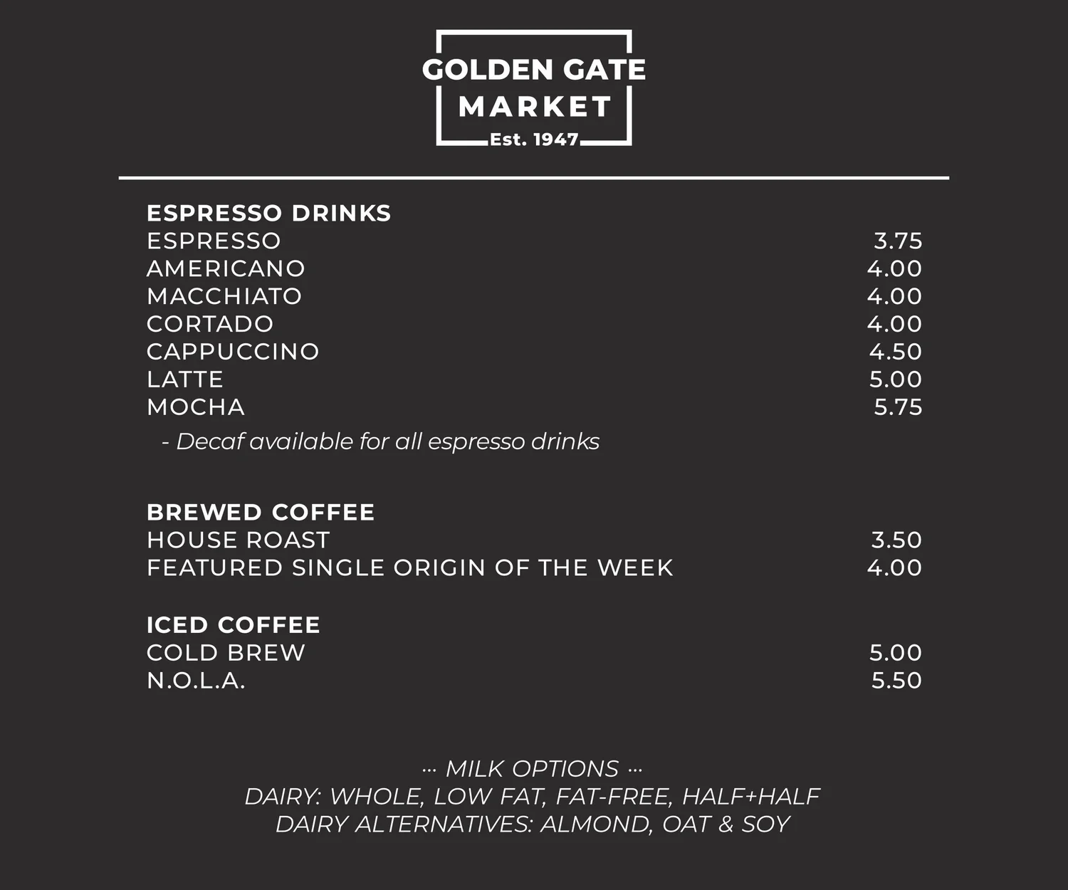 General 2 — GOLDEN GATE MARKET