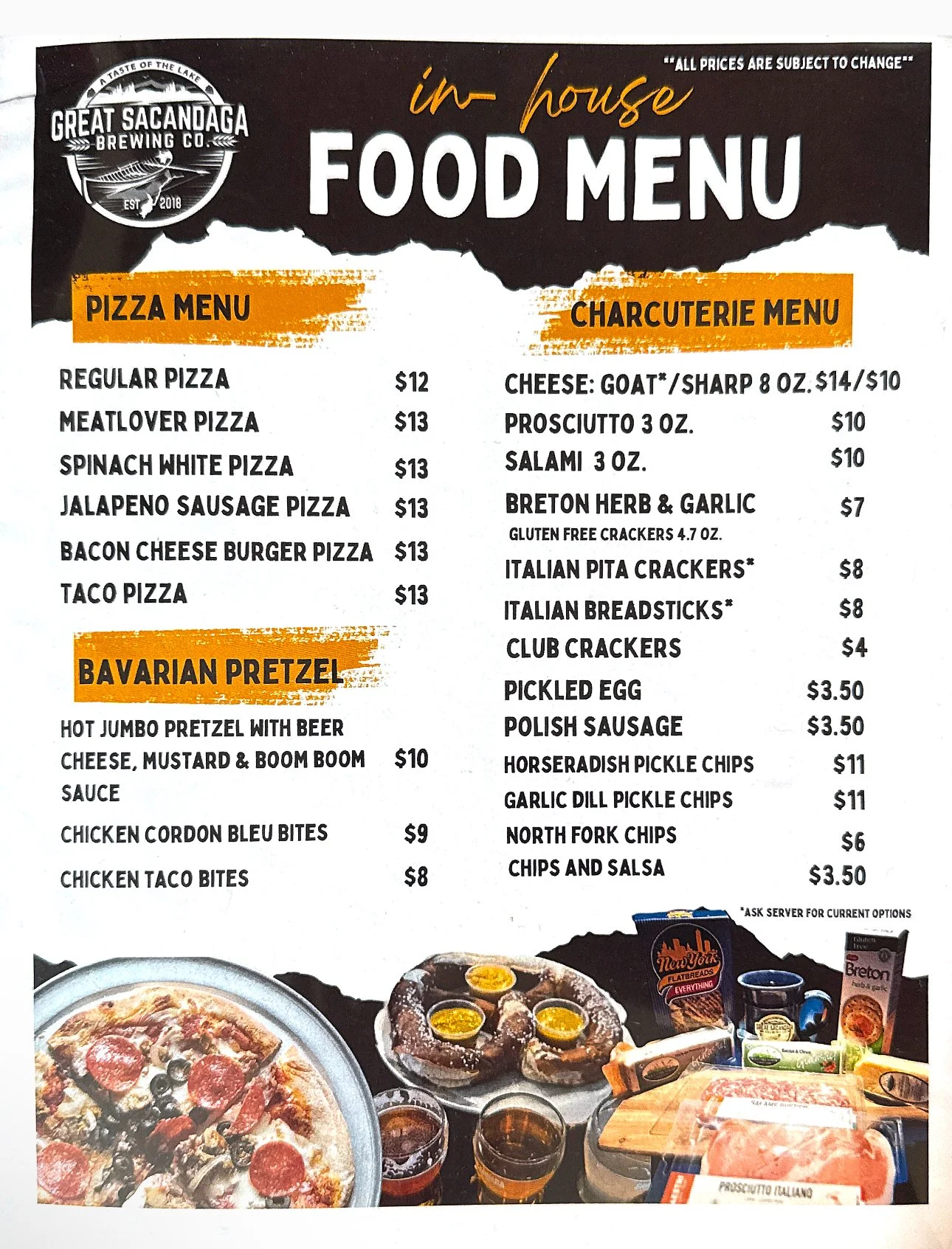 Food & Drink Menu | Discover Local Flavors — Great Sacandaga Brewing Co.