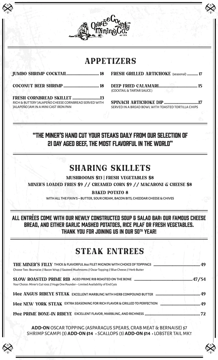 Menus — Orange County Mining Co. | Restaurant & Sunday Brunch | Events ...