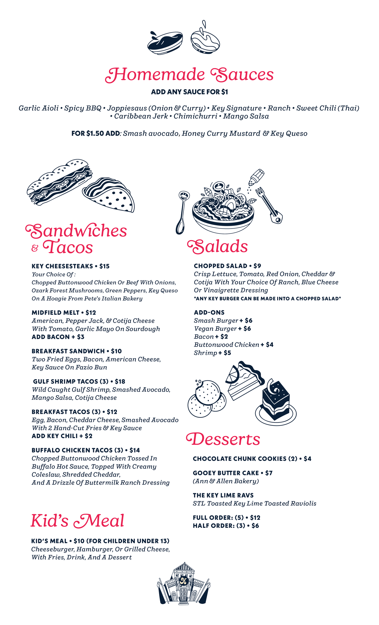 Menu | Explore Our Menu Today — THE KEY STL