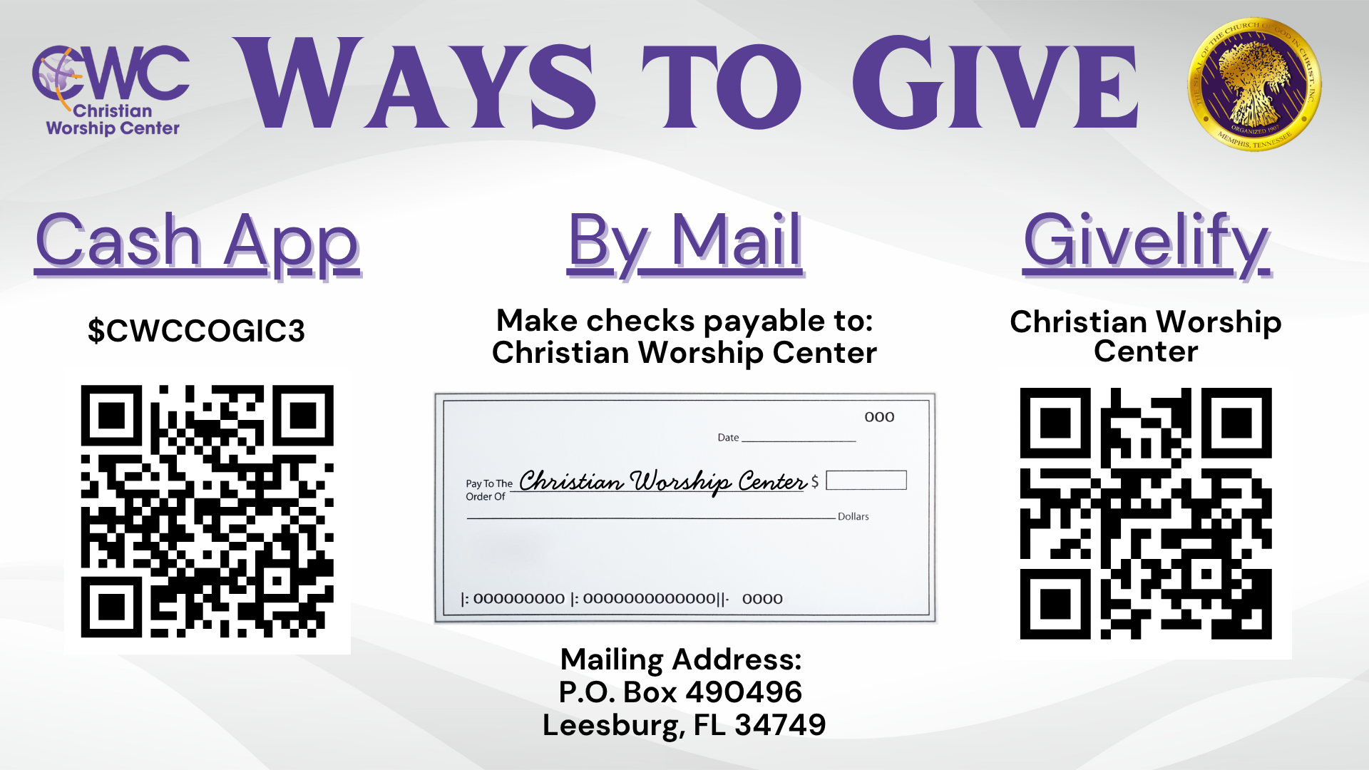 GIVE — Christian Worship Center