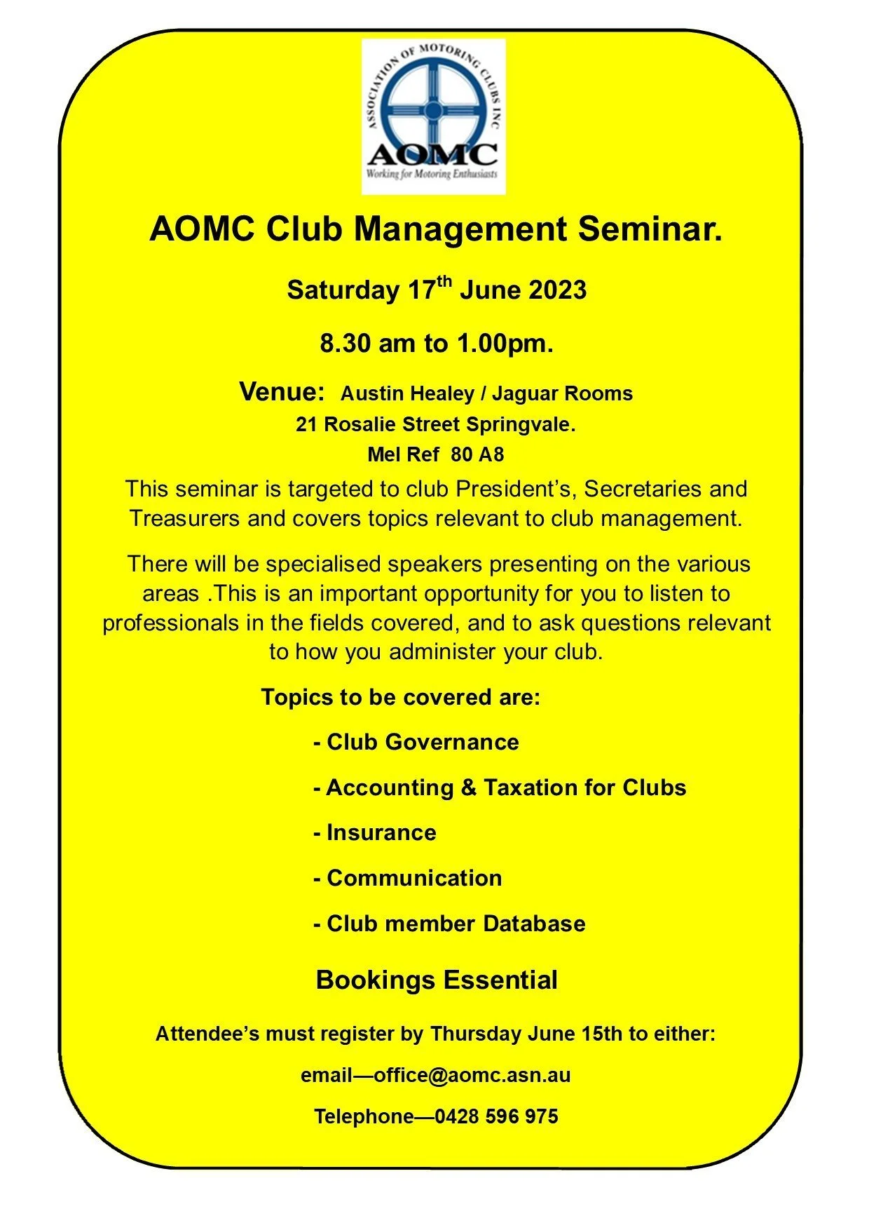AOMC Club Management Seminar⏤June 17th 2023 — AOMC