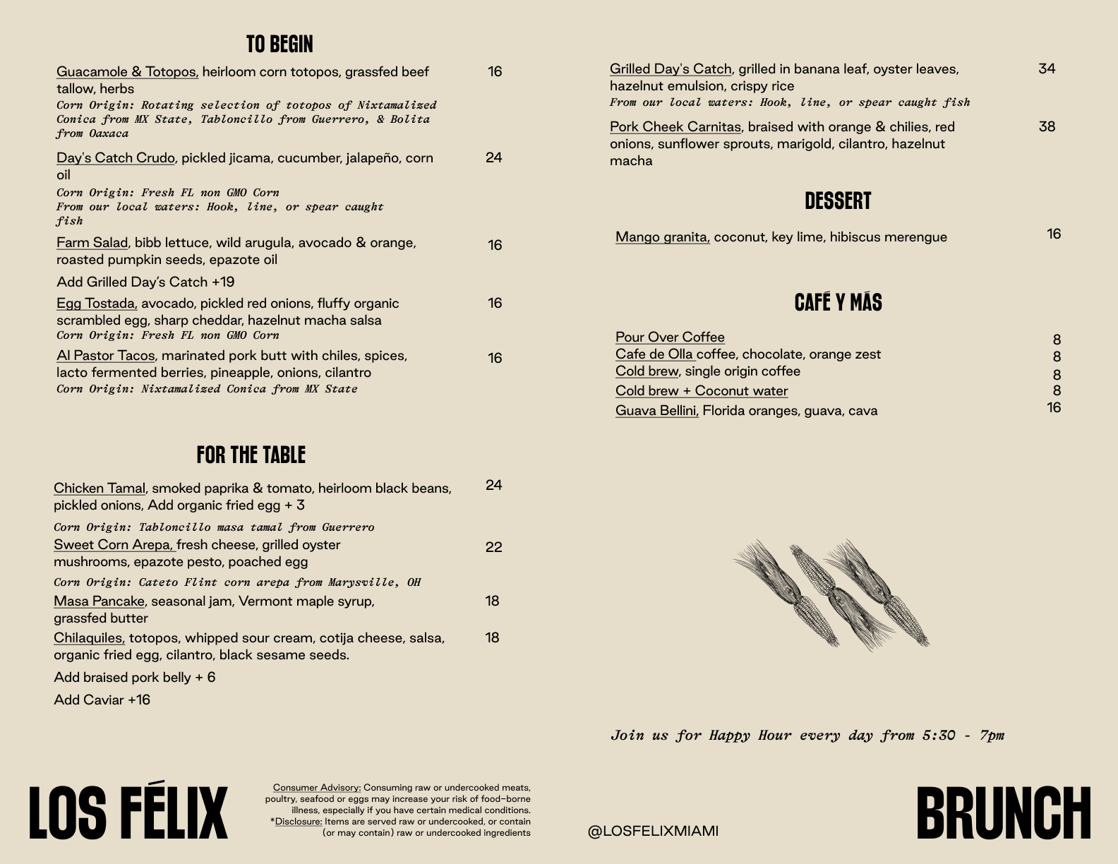 Menu — Los Félix Miami