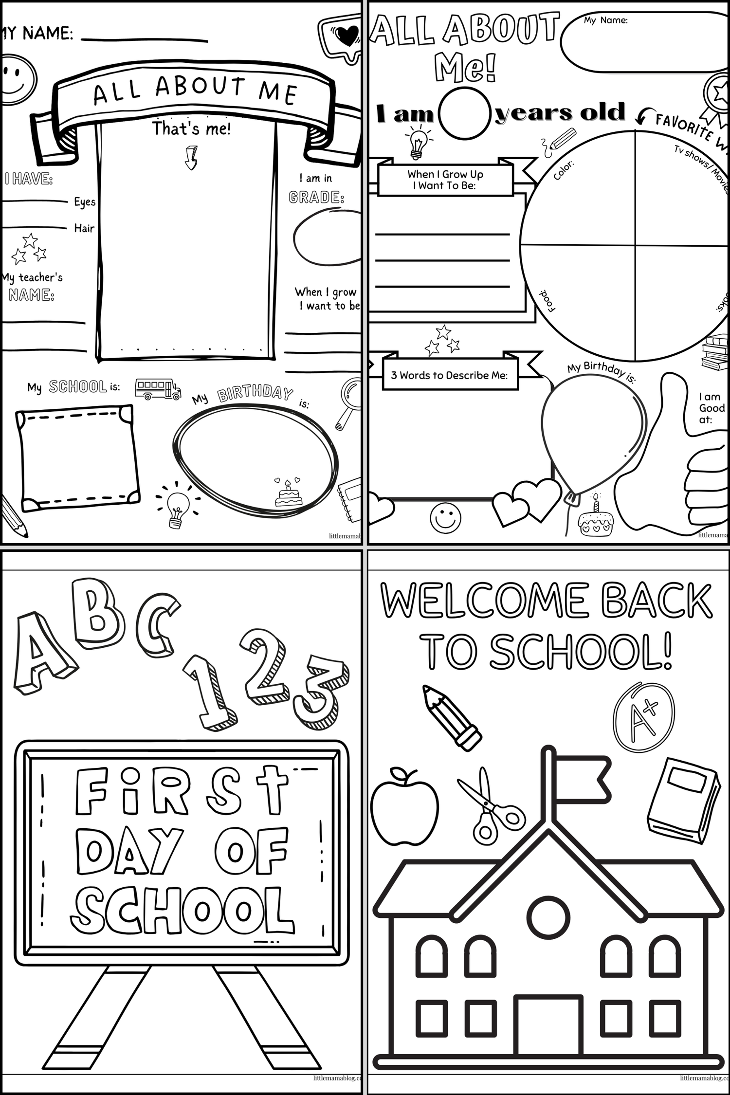 Free All About Me Activity Pages — Little Mama Blog