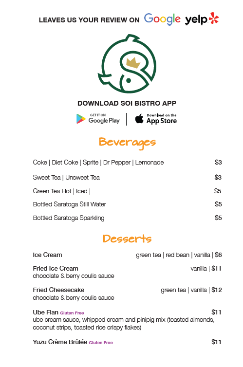 Menu | Explore Our Menu & Order Today — Soi Bistro