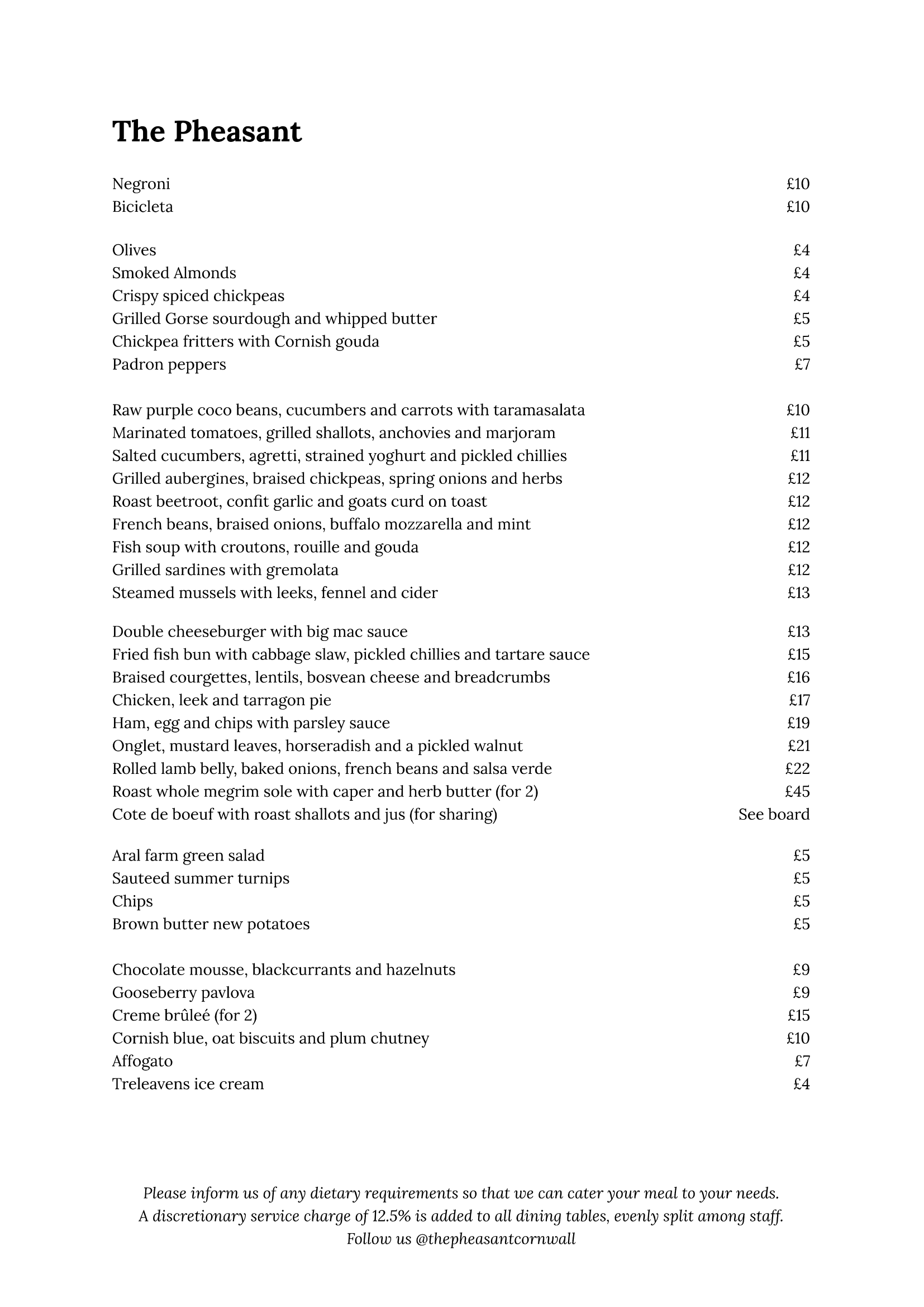 Menu | Explore Our Menu Today — The Pheasant