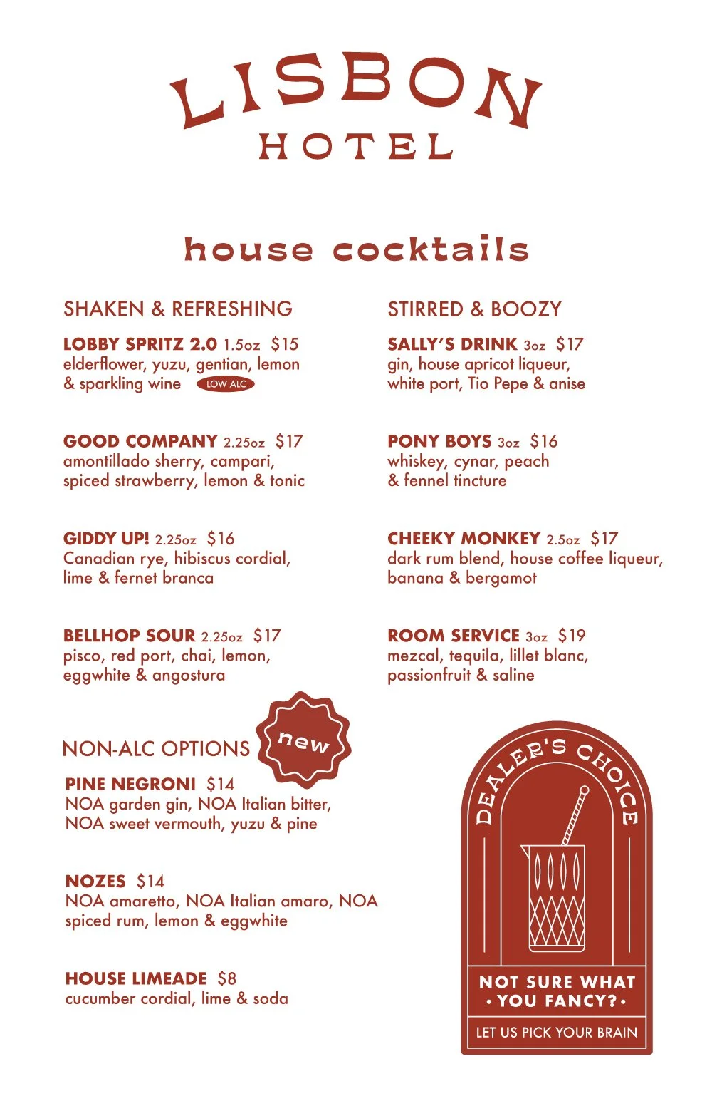 Menu — Lisbon Hotel
