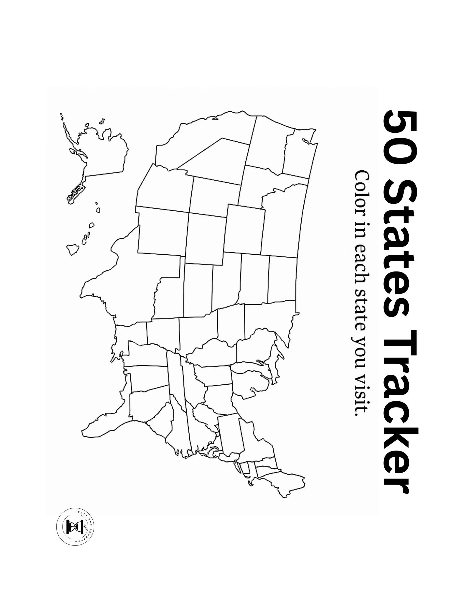 Printable: Color-in 50 States Map for Kids — Today Not Tomorrow
