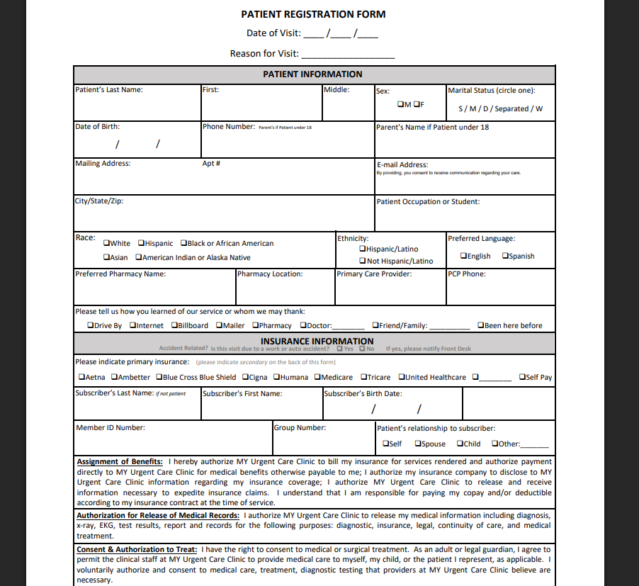 Patient Registration Forms | Register Quickly, Visit Promptly — My ...