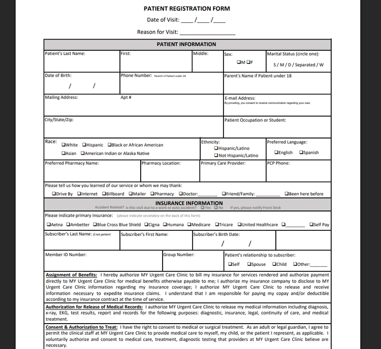 Patient Registration Forms | Register Quickly, Visit Promptly — My ...