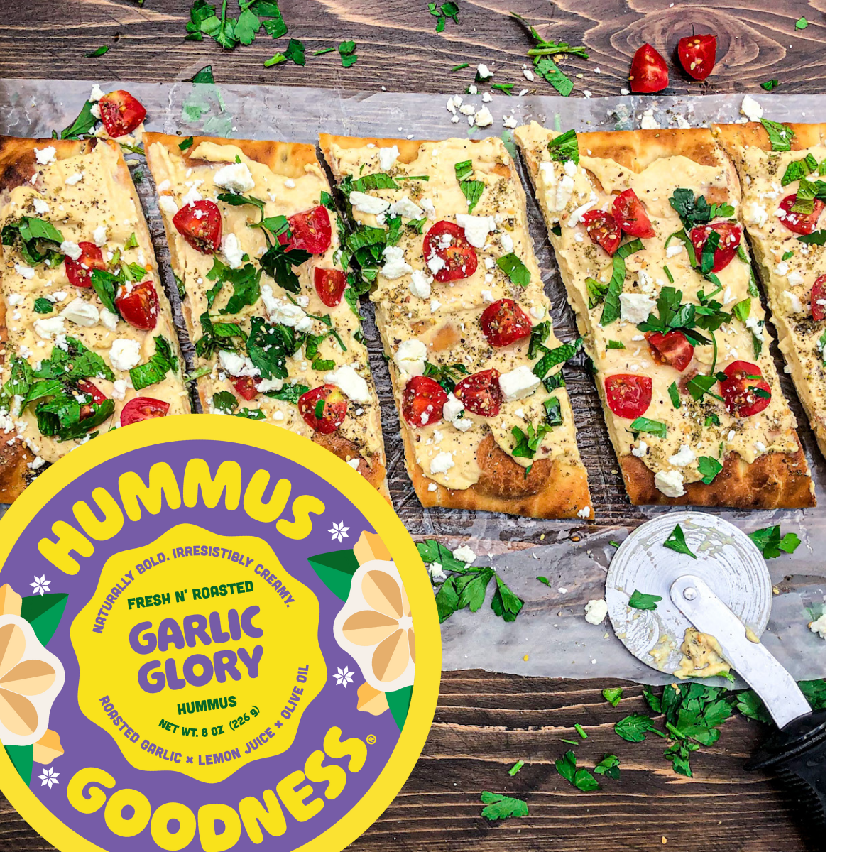 Mediterranean Garlic Glory Hummus Flatbread | Explore Flavor & Try It ...