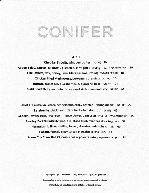 Dinner Menu | Explore Our Dinner Options Today — CONIFER