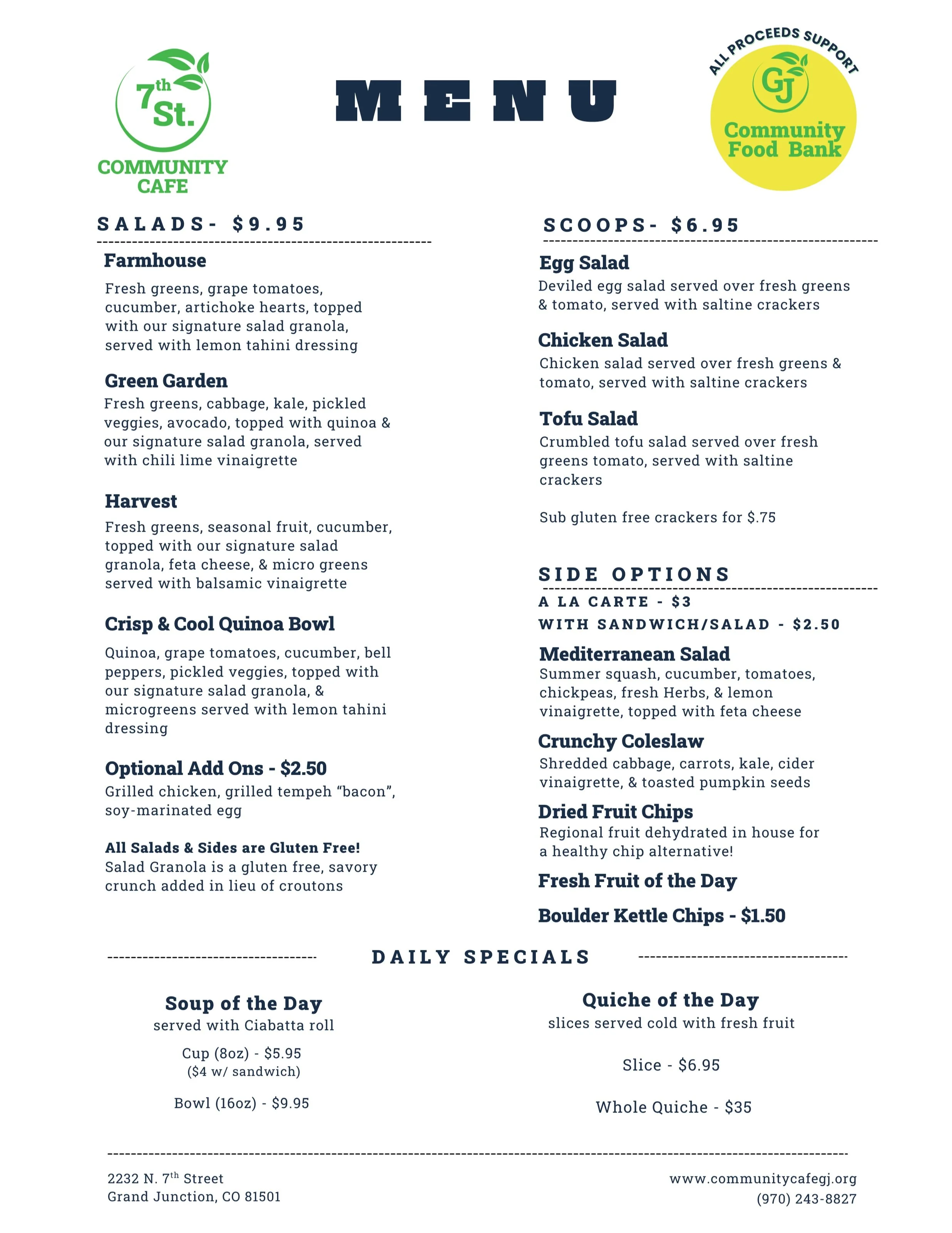 Menu — Community Cafe