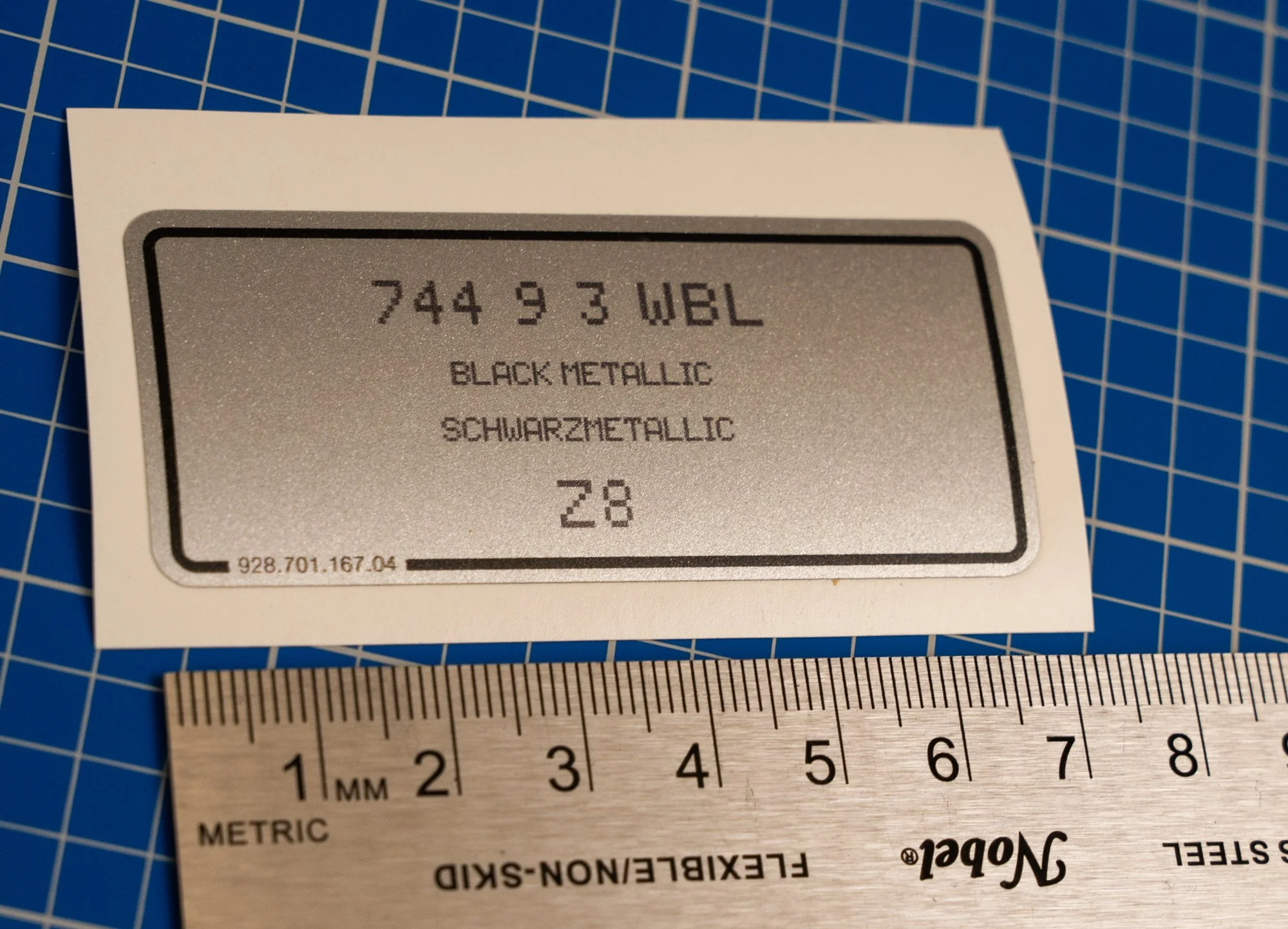 Reproduction Porsche Chassis Color Code Label 911, 914, 924, 928 (1978 ...