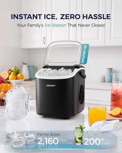 EUHOMY Countertop Ice Maker Review 2025 - Compact, Efficient Ice ...