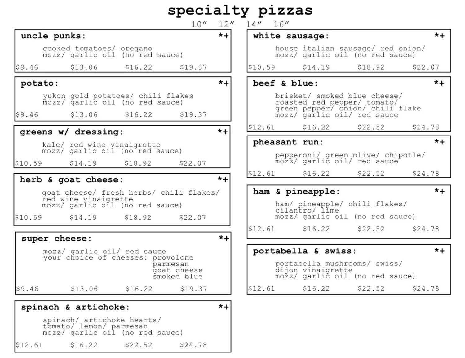 MENU — baked (pizzas)