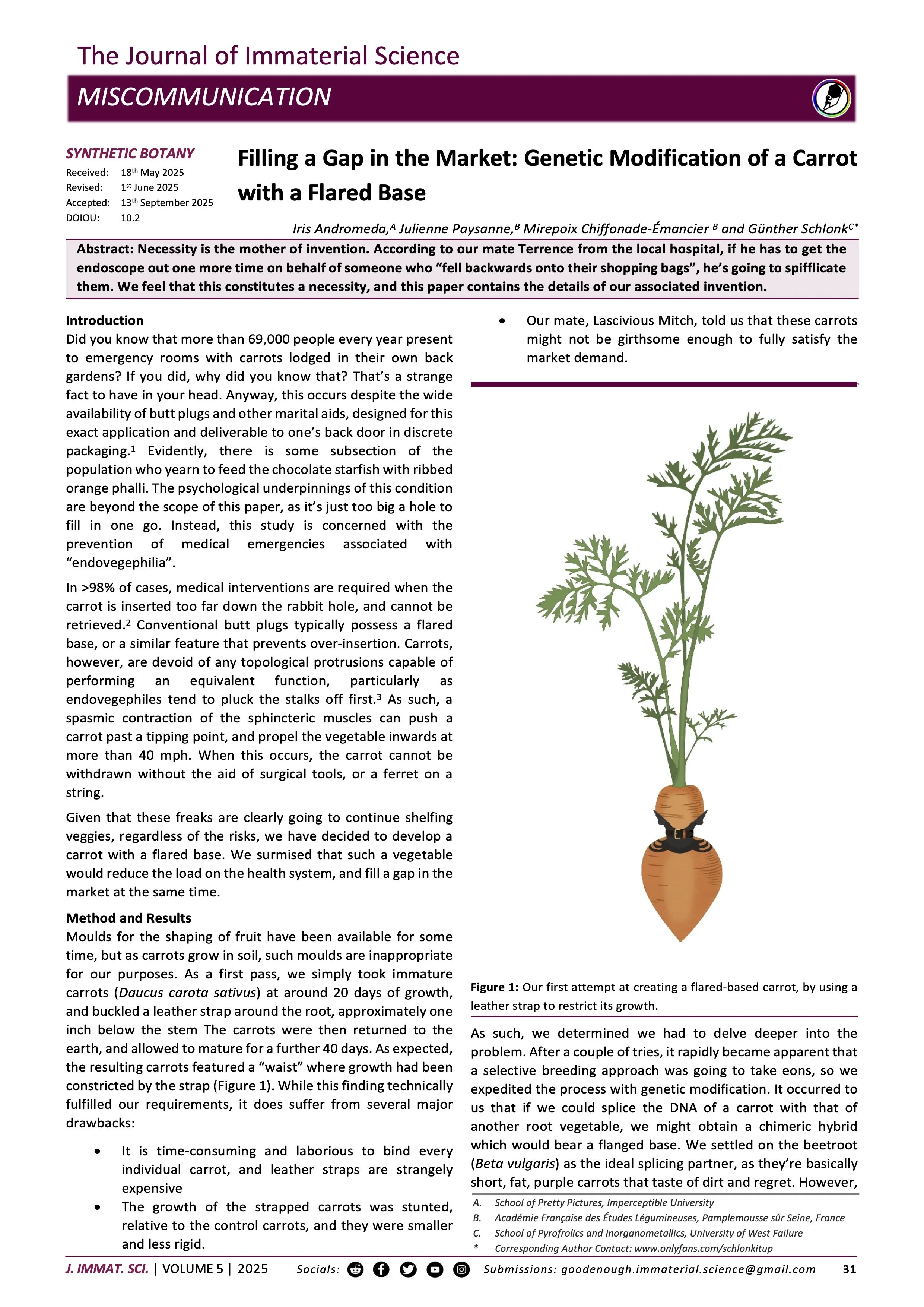 Filling a Gap in the Market: Genetic Modification of a Carrot with a ...