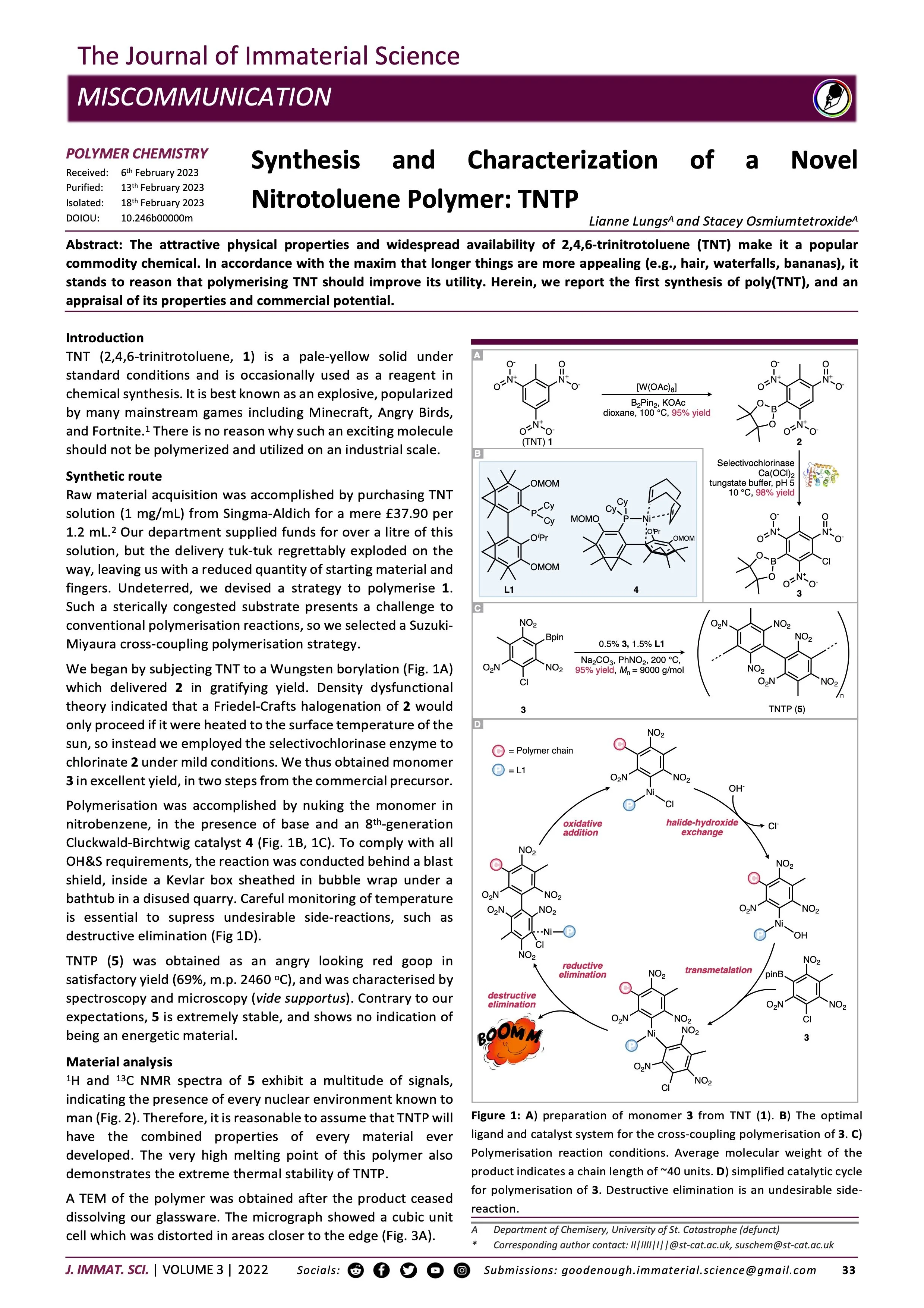 Synthesis and Characterization of a Novel Nitrotoluene Polymer: TNTP ...