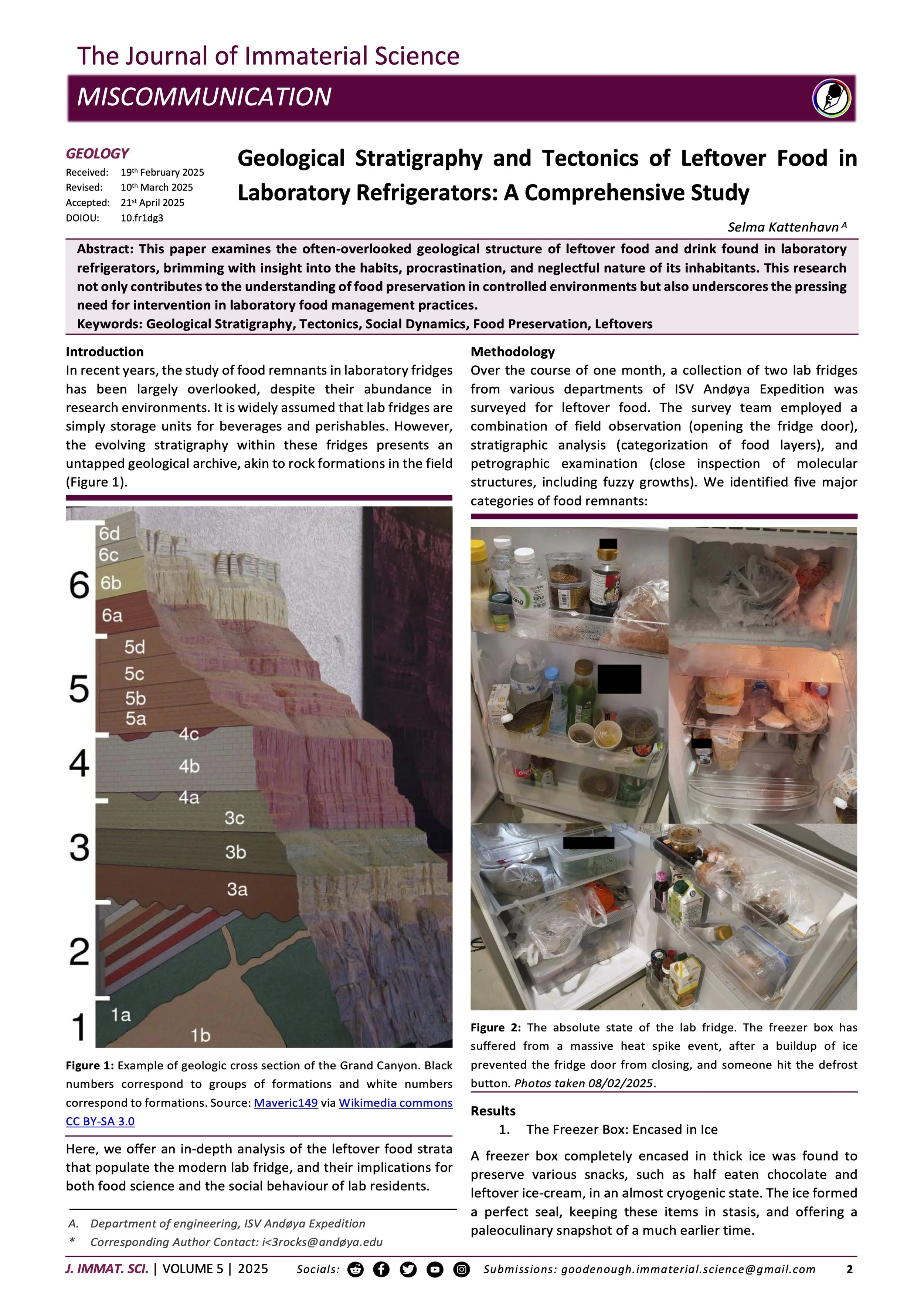 Geological Stratigraphy and Tectonics of Leftover Food in Laboratory ...