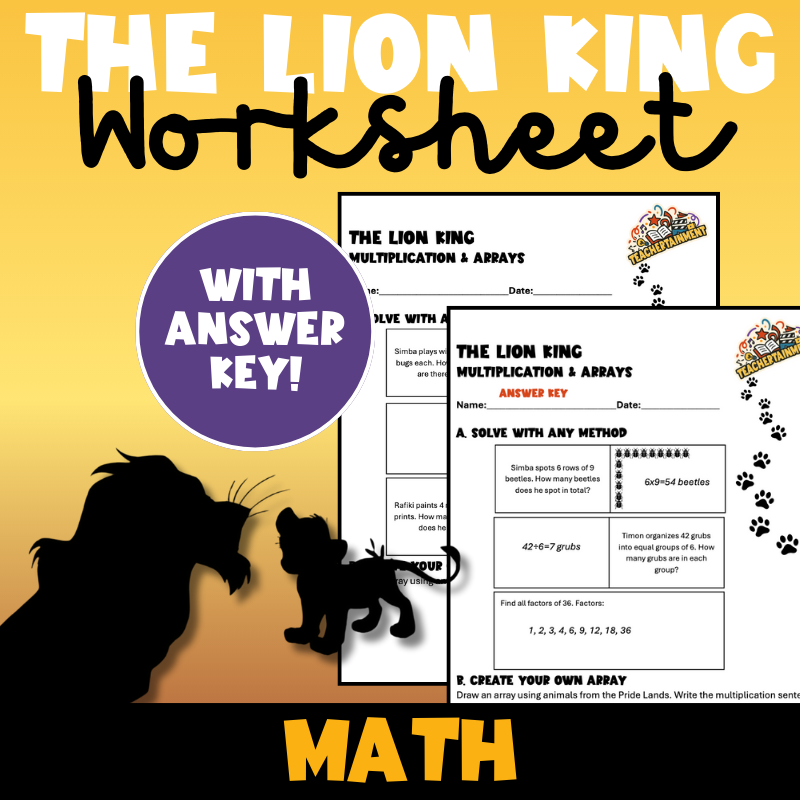 The Lion King Math | Worksheet (Lower Elementary) — Teachertainment