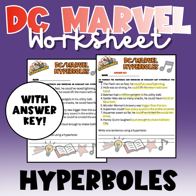 DC/Marvel – Hyperboles | Worksheet (Upper Elementary) — Teachertainment