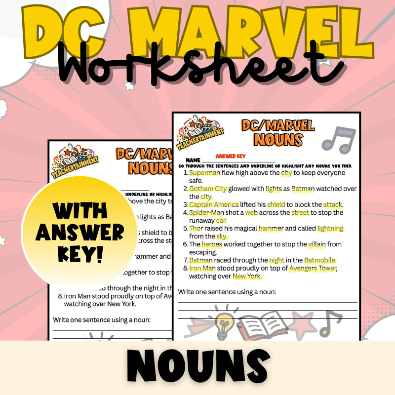 DC/Marvel – Nouns | Worksheet (Upper Elementary) — Teachertainment