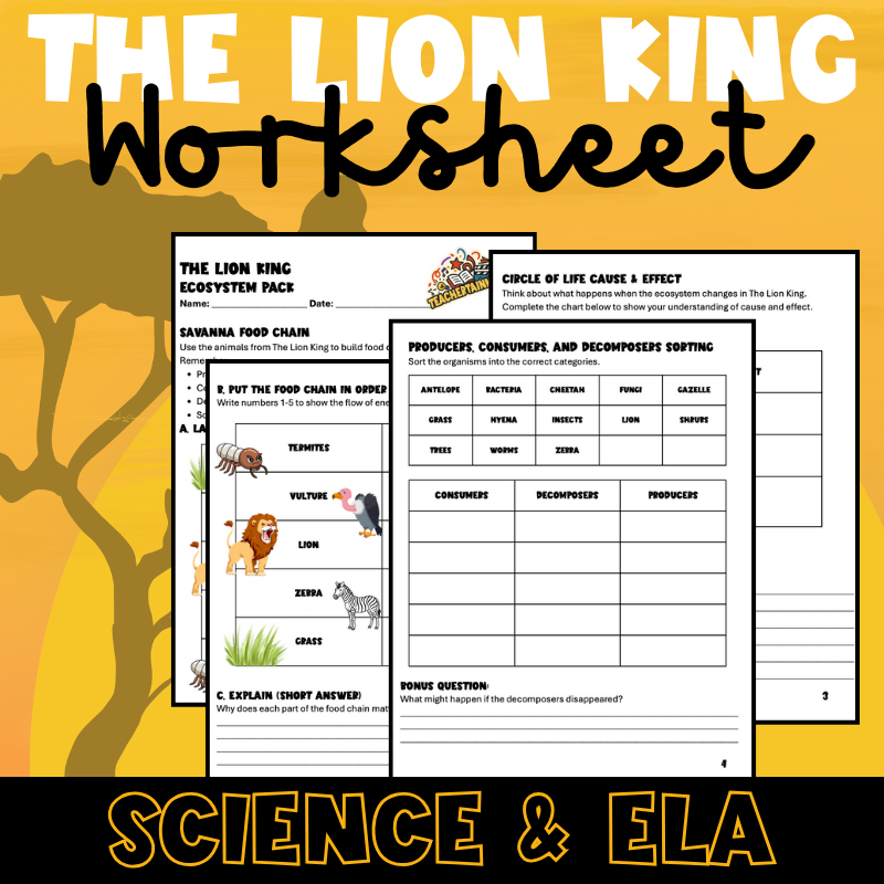 The Lion King Ecosystem Pack | Worksheet — Teachertainment