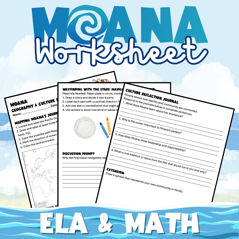 Moana Math | Worksheet (Lower Elementary) — Teachertainment