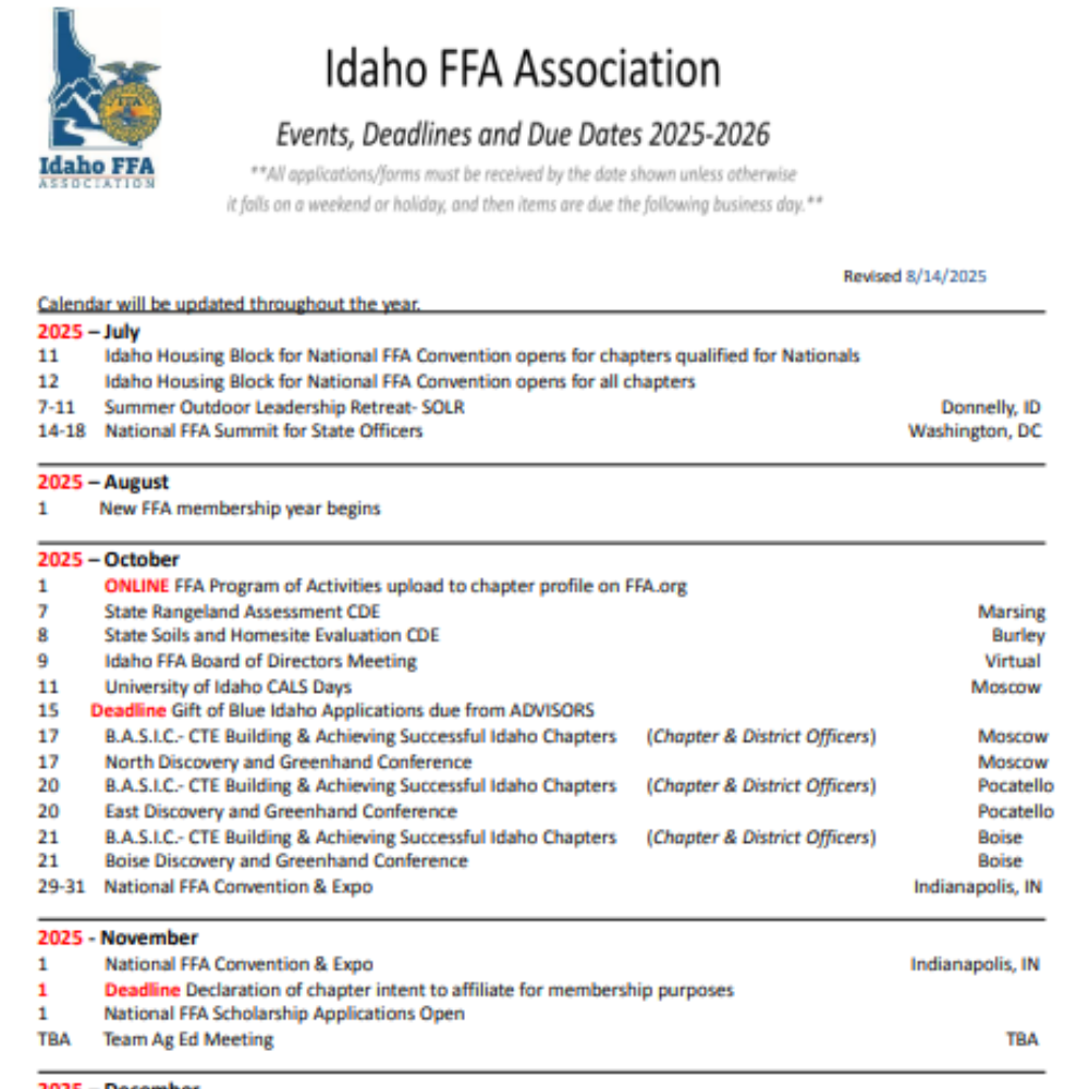 Idaho FFA Association | Established 1929