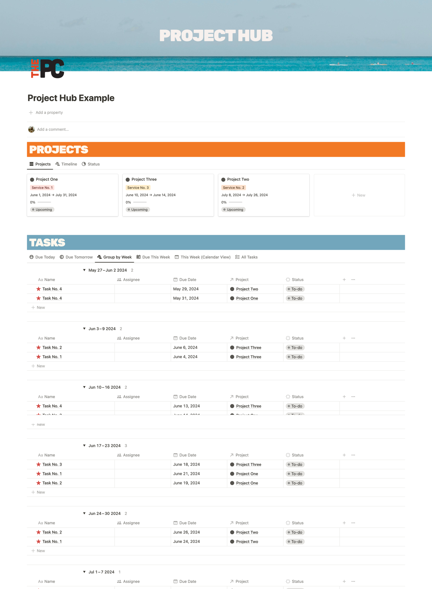 Notion Project & Task Management Template — The Passions Collective