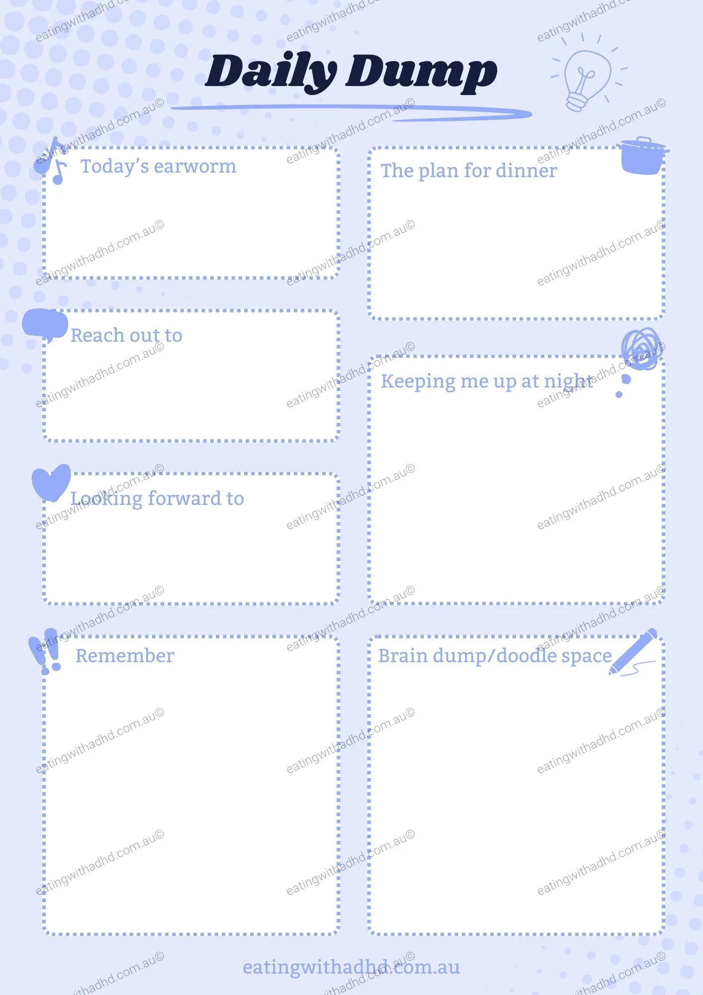Daily Dump | ADHD Brain Dump Planner Printable — Eating With ADHD