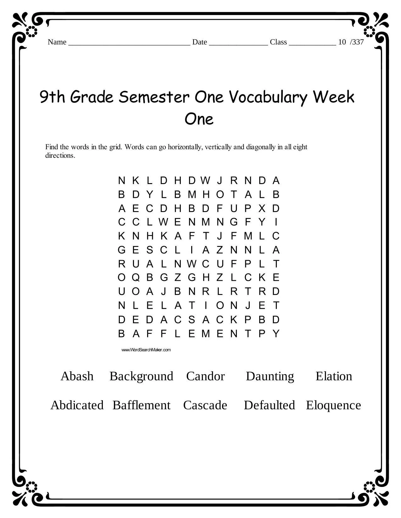 9th Grade Vocabulary — Learning for Everyone