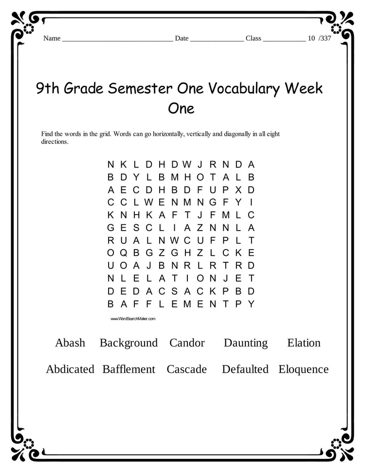 9th Grade Vocabulary — Learning for Everyone