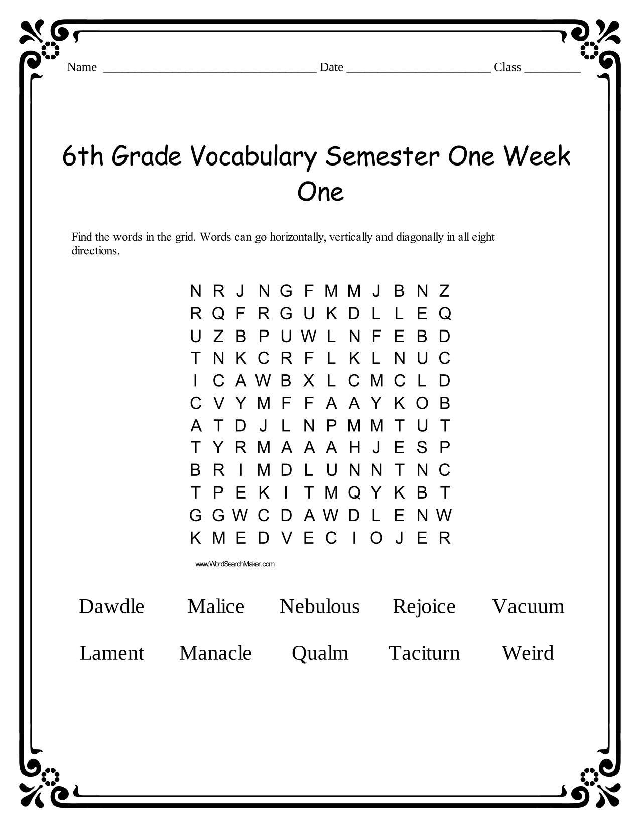 6th Grade Vocabulary — Learning for Everyone