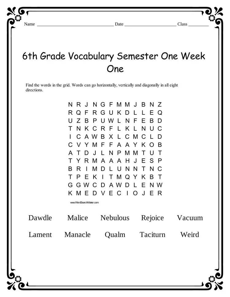 6th Grade Vocabulary — Learning for Everyone